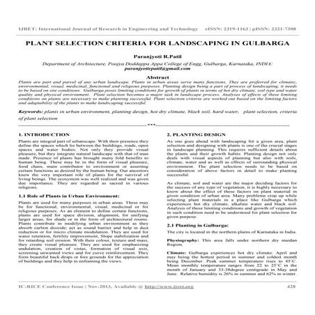 Plant selection criteria for landscaping in gulbarga | PDF