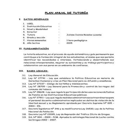 Plan Tutorial de Aula 2015 | DOCX