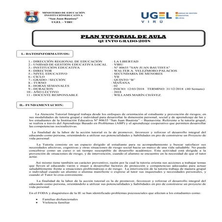 Plan tutorial de aula 2018 sjb | PDF
