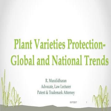 Plant varieties protection global and national trends 2017 | PPTX