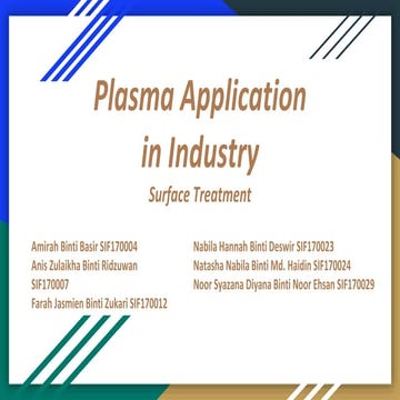 Plasma Application in Industry | PPTX