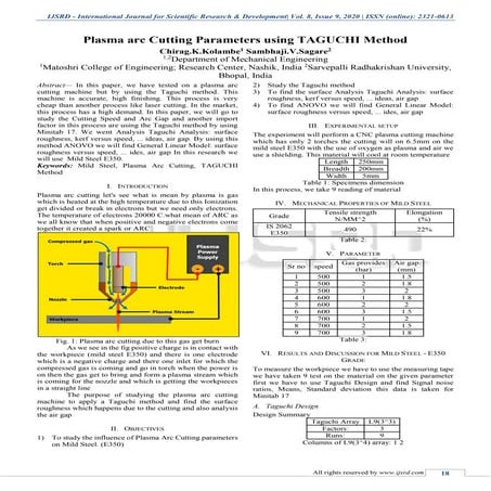 Plasma arc cutting parameters using taguchi method | PDF | Physics | Science