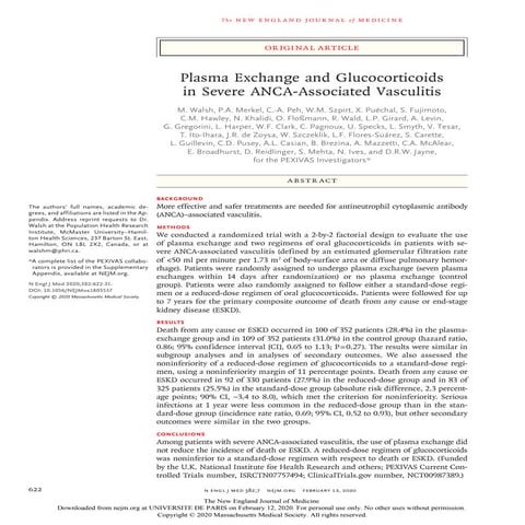 Plasma Exchange and Glucocrticoids.NEJM.pdf | Blood Disorders ...