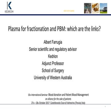 Plasma for fractionation and Patient Blood Management. | PPTX