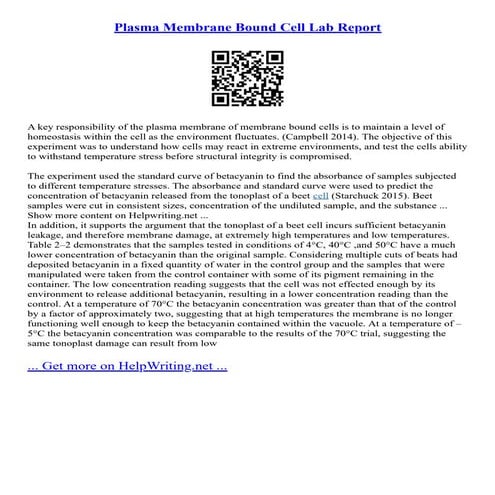 Plasma Membrane Bound Cell Lab Report | PDF
