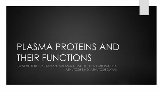 Plasma proteins and their functions for Nursing .pptx | Blood Disorders ...
