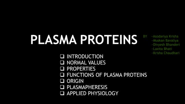 Plasma proteins and their functions for Nursing .pptx