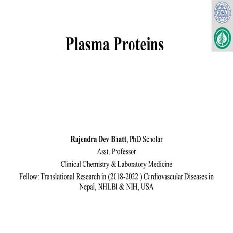 Plasma proteins and their functions for Nursing .pptx