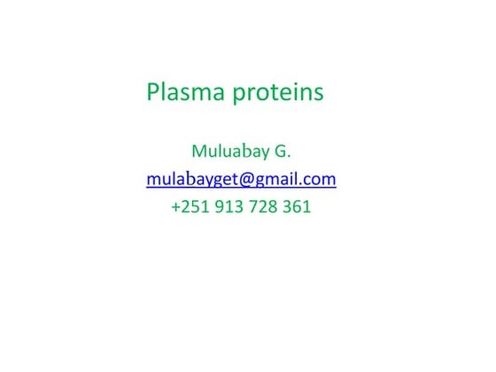 Plasma Proteins presentation for university | PPT