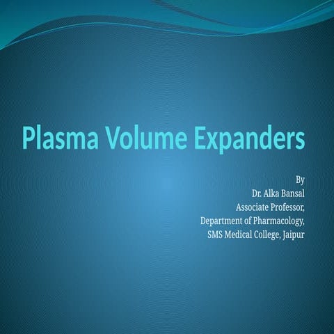 Plasma volume expanders | PPTX
