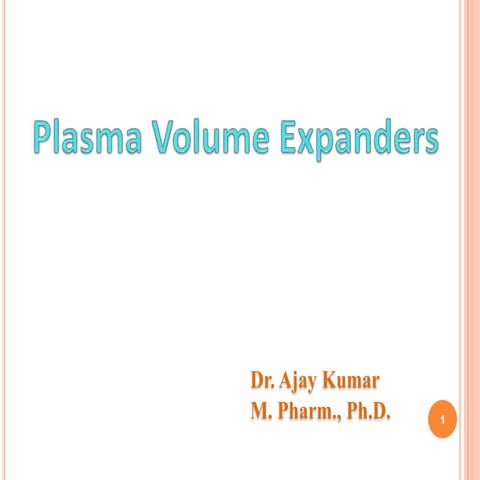 Plasma volume expanders | PPTX