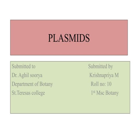 Plasmid: types, structure and functions. | PPTX