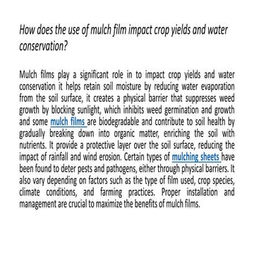 Plastic Mulch Films | Mulching Sheet | Agriculture Mulch Film | PPTX
