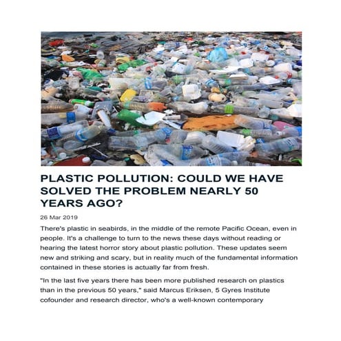 Plastic pollution could we have solved the problem nearly 50 years ago ...