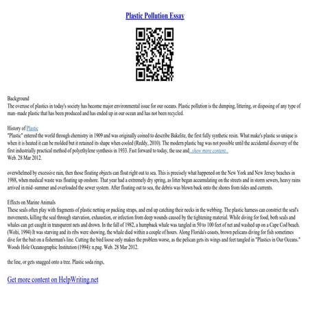 Plastic Pollution Essay | PDF