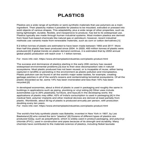 PLASTICS.pdf ALL ABOUT THE JOURNEY OF PLASTICS | PDF