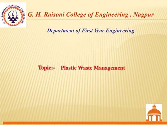 Plastic waste management | PPTX | Environmental Services Industry ...