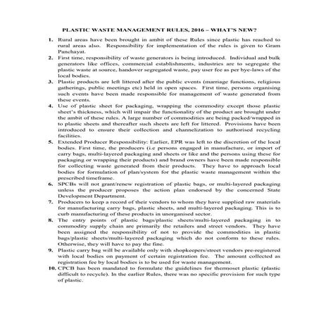 Plastic waste managemnet rules 2016 new | PDF