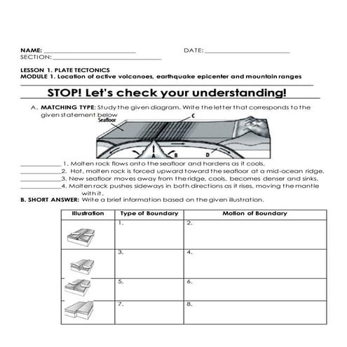 Plate tectonics stop let's check your understanding | PDF