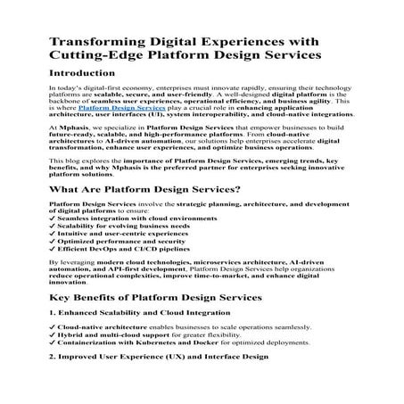Transforming Digital Experiences with Cutting-Edge Platform Design ...