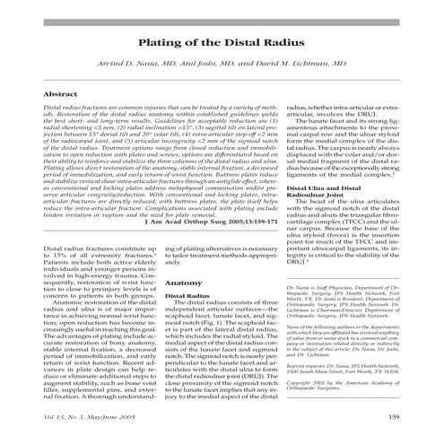 Plating of the distal radius | PDF