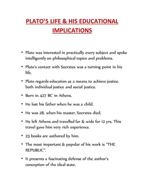 Plato's Philosophy of Education | PPTX