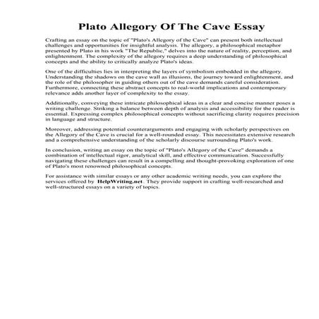 Plato Allegory Of The Cave Essay. Platos quot;The Allegory of the ...