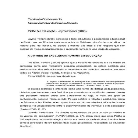 Platão e a Educação - Paviani.docx