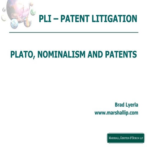 Plato Nominalism And Patents | PPT