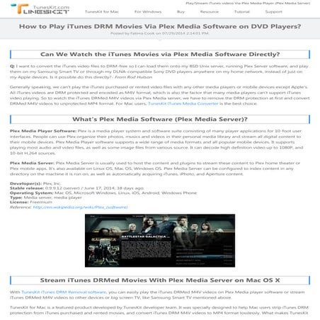 How to Play iTunes Movies With Plex Media Ser | PDF