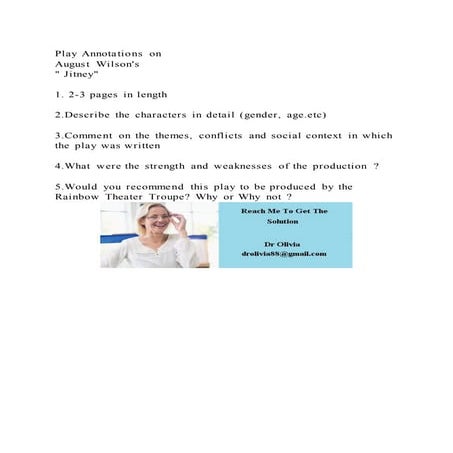 Play Annotations on August Wilsons Jitney1. 2-3 pages in | DOCX