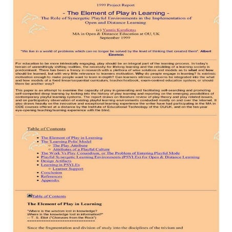 Play As An Integral Part Of Learning | PDF