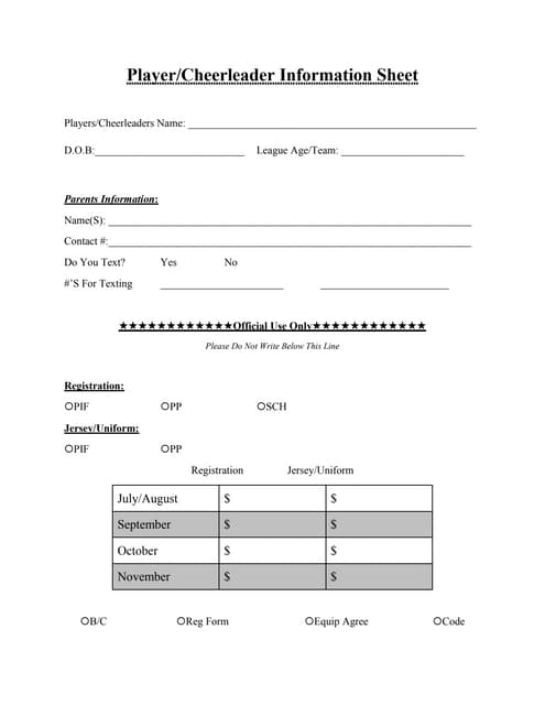 Player registration form summer 2014 | PDF