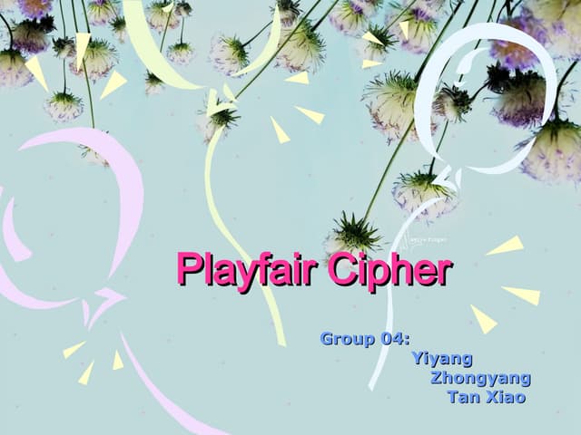 Playfair Cipher Cryptography and Network Security | PPTX