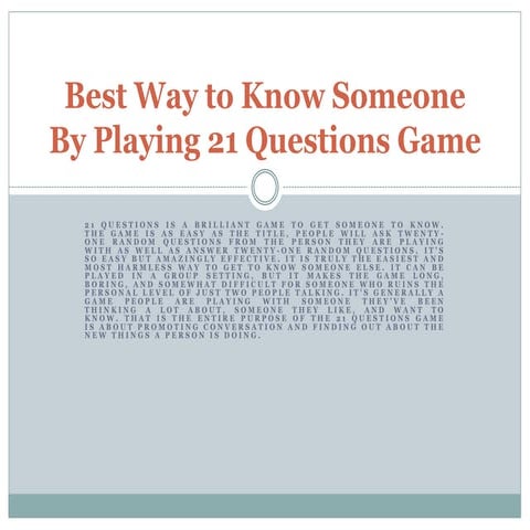 Playing 21 questions game | PPT