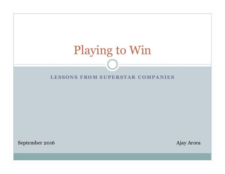 Playing To Win