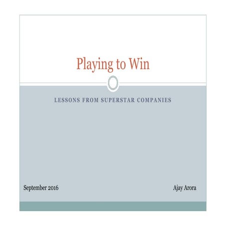 Playing to win | PDF | Business Administration | Business