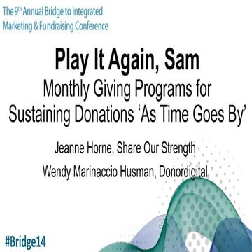 Monthly giving programs for sustaining donations 'As Time Goes By' | PPTX