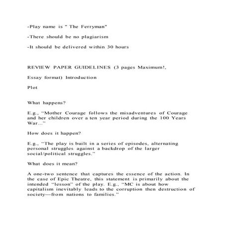 -Play name is The Ferryman-There should be no plagiarism- | PDF