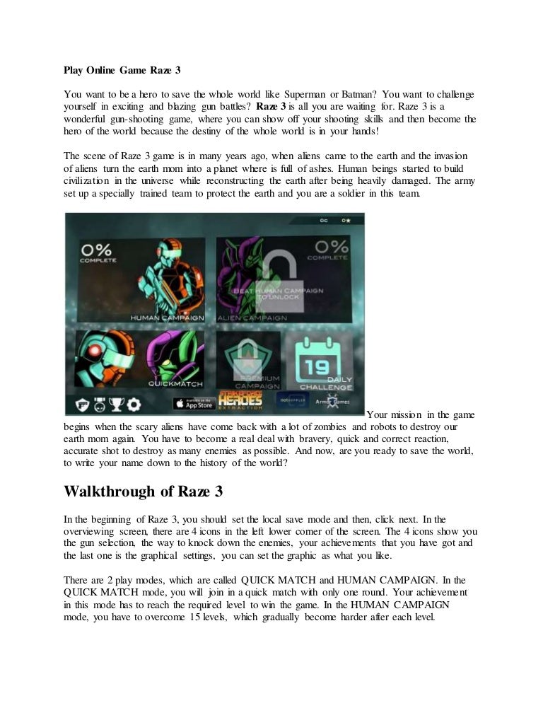 Play online game raze 3