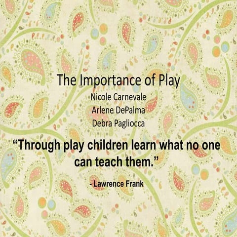 Dr. BMN Importance of play: Play presentation kindergarten march 2012 | PPT