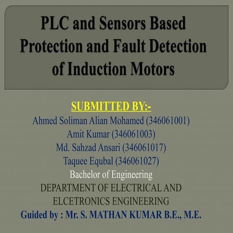 Plc And Sensors Based Protection And Fault Detection Of Induction