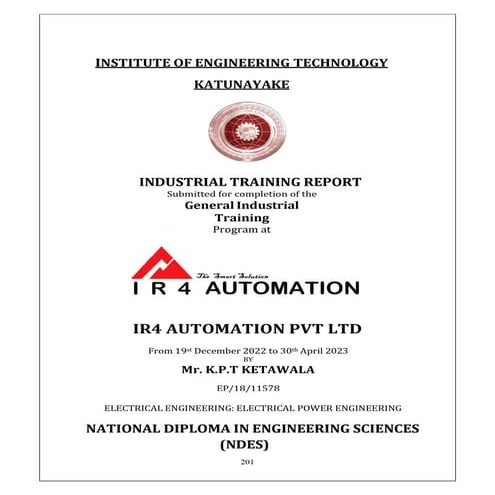 PLC INDUSTRIAL TRAINING REPORT - Programmable Logic Controller | PDF