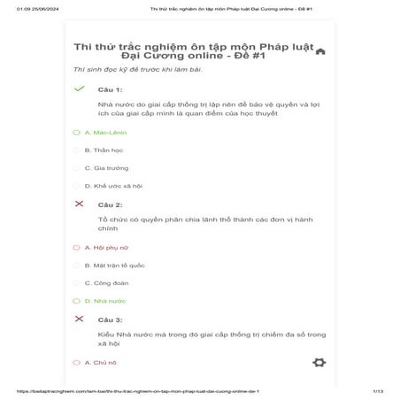 phap luat dai cuong de thi online trac nghiem | PDF