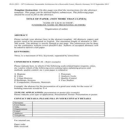 Plea2013 abstract template | PPT