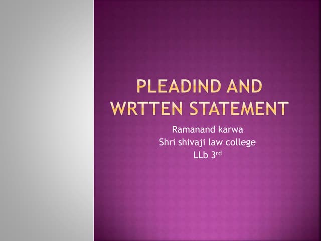 fundamental rule of pleading, order -6 of cpc | PDF