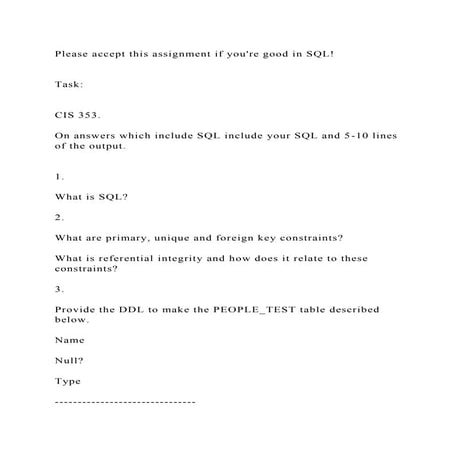 Please accept this assignment if youre good in SQL!Task.docx | Databases | Computer Software and ...
