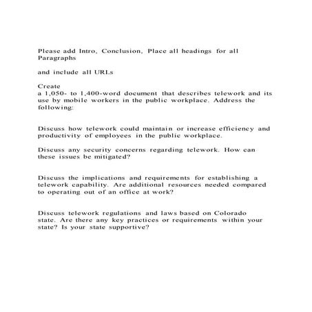 Please add Intro, Conclusion, Place all headings for all Paragra | PDF