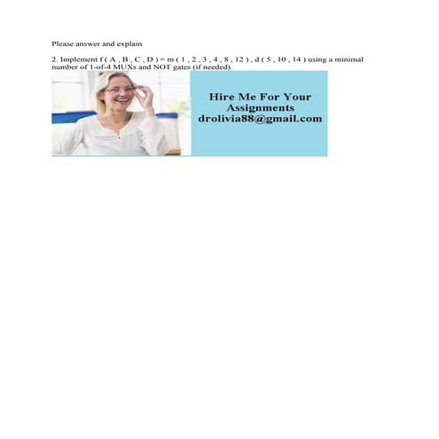 Please answer and explain 2- Implement f(A-B-C-D)-m(1-2-3-4-8-12)-d(5-.pdf
