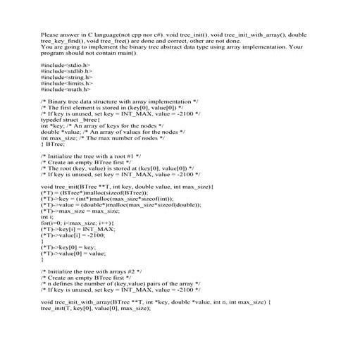 Please answer in C language(not cpp nor c#)- void tree_init()- void tr.pdf